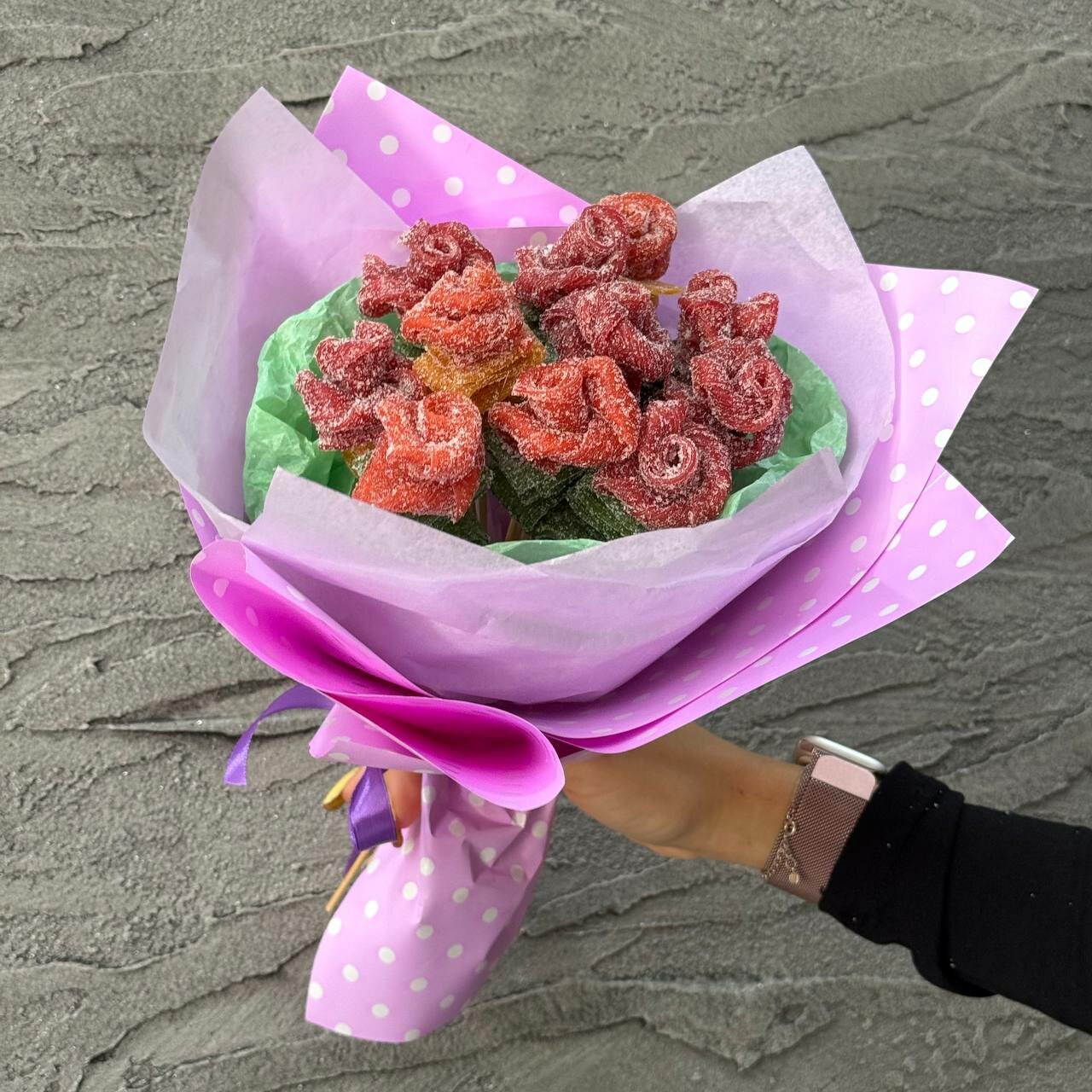 Букет из мармеладных роз. Съедобный букет. Вкусные цветы