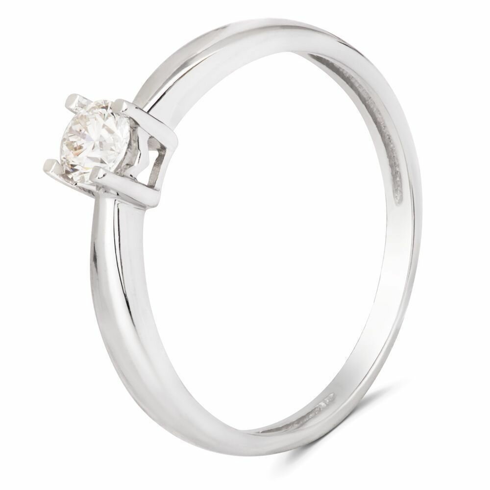 Кольцо тонкое, помолвочное, белое золото, 585 проба, бриллиант