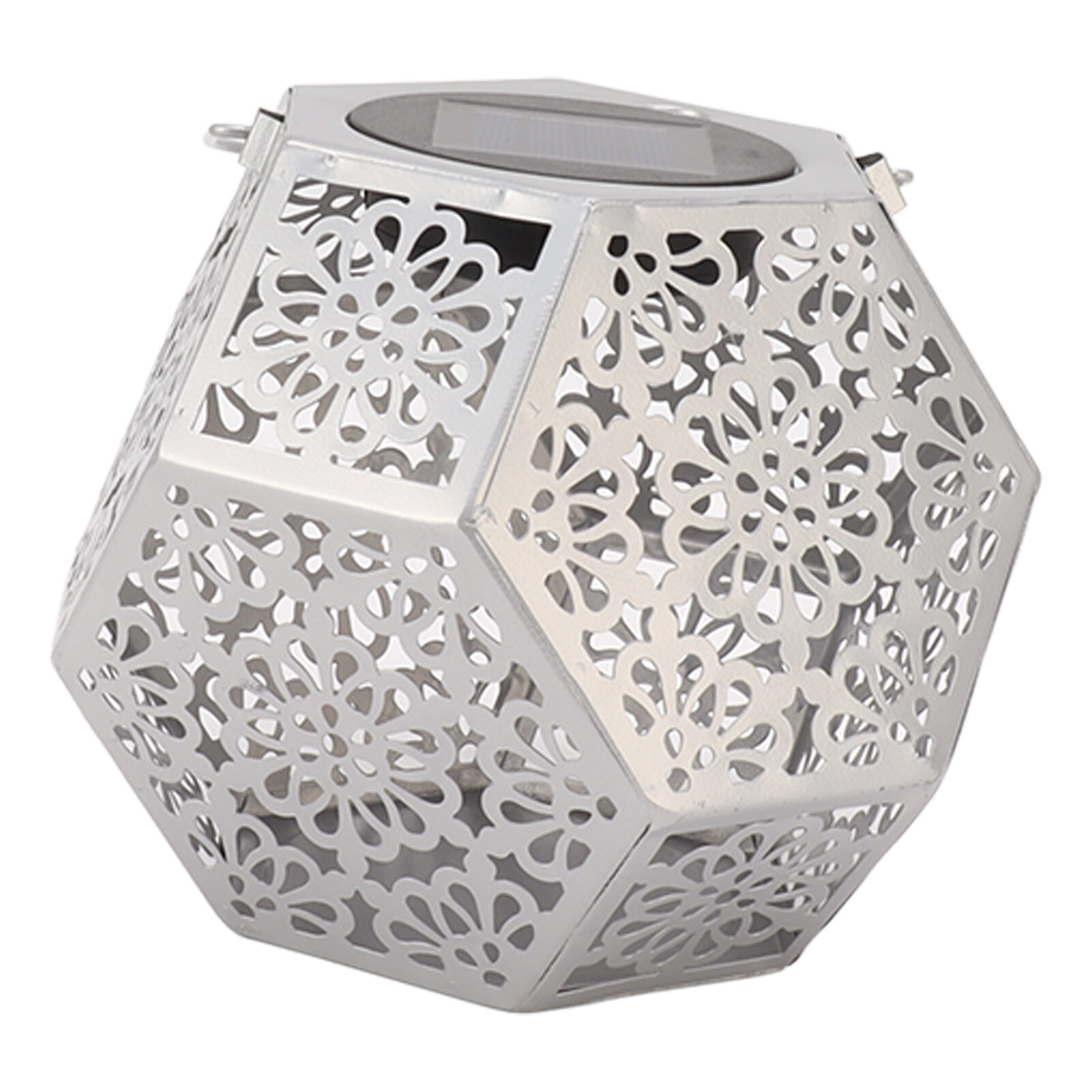 Светодиодный фонарь на солнечной энергии IP44 водонепроницаемый серебряный полигон декоративный солнечный подвесной фонарь для наружного сада