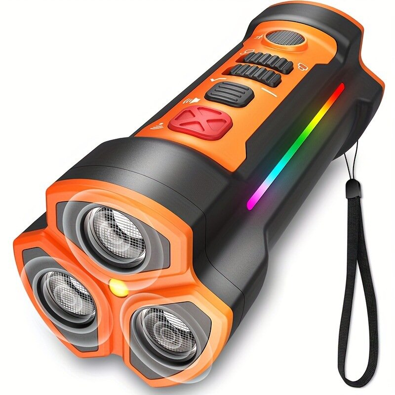 Устройства для отпугивания лая собак 2024 года выпуска, устройство против лая собак на расстоянии 55 футов, для использования в помещении и на открытом воздухе, 3-х головное устройство против лая с фонариком и праздничным фонариком, портативный