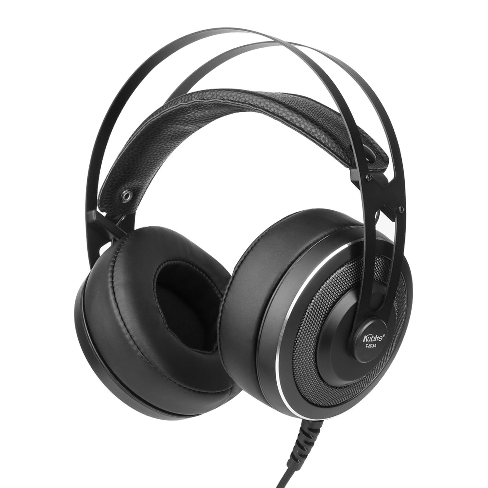 Наушники проводные Kubite T-803 Over Ear для студийного мониторинга, микширования, DJ, стерео со звуковыми драйверами 50mm неодимиевыми, разъемом 3.5mm с переходником на 6.5mm для усилителя, компьютера, записи, телефона, пианино, гитары, ноутбука, черные