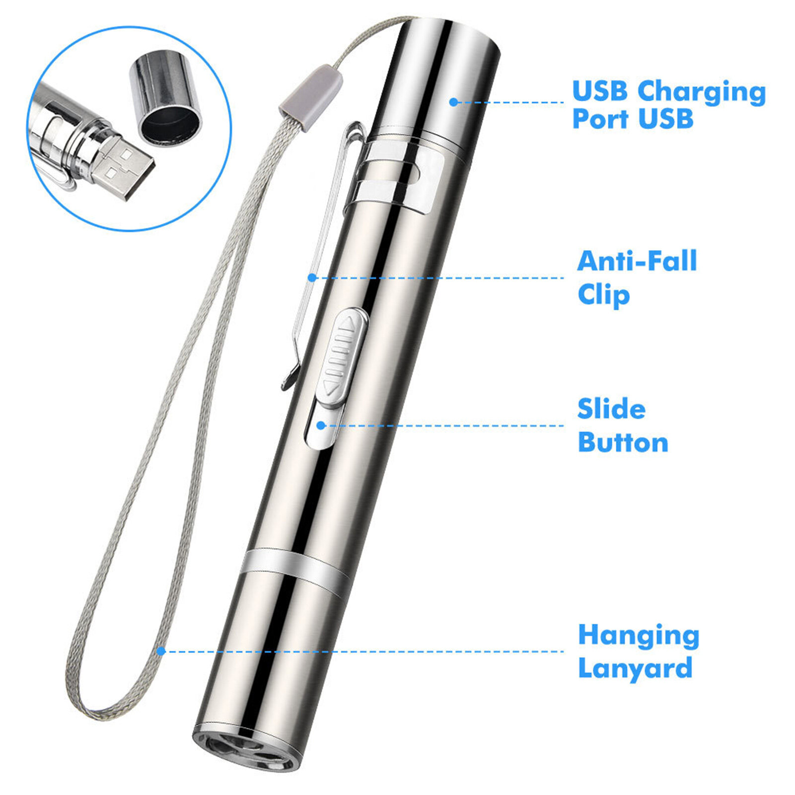 Фонарик-ручка Tease Cat, игрушечный лазерный светодиодный фонарик, USB-зарядка, 3 режима освещения, креативный стиль