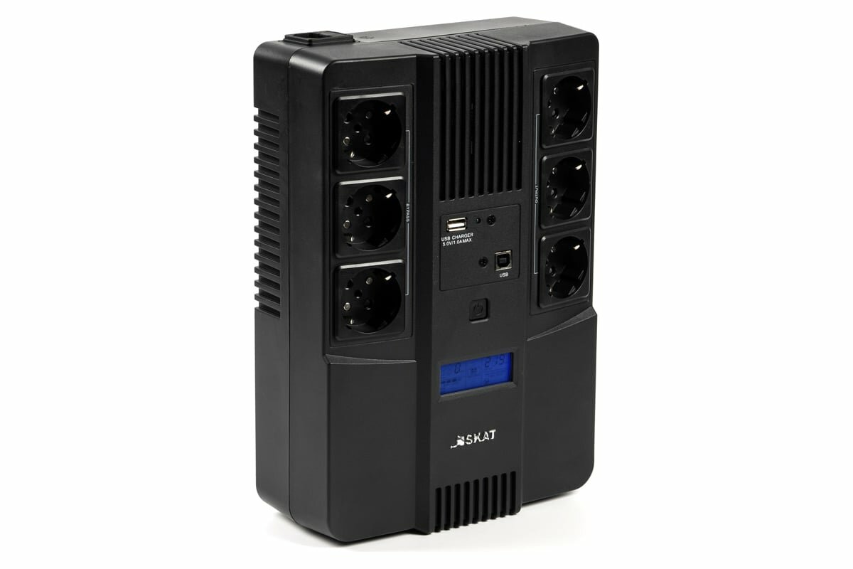 ИБП Бастион SKAT-UPS 800-AID-IN-1x9 220В 480Вт дисплей 1АКБ 9Ач внутр. меандр. (8935) черный