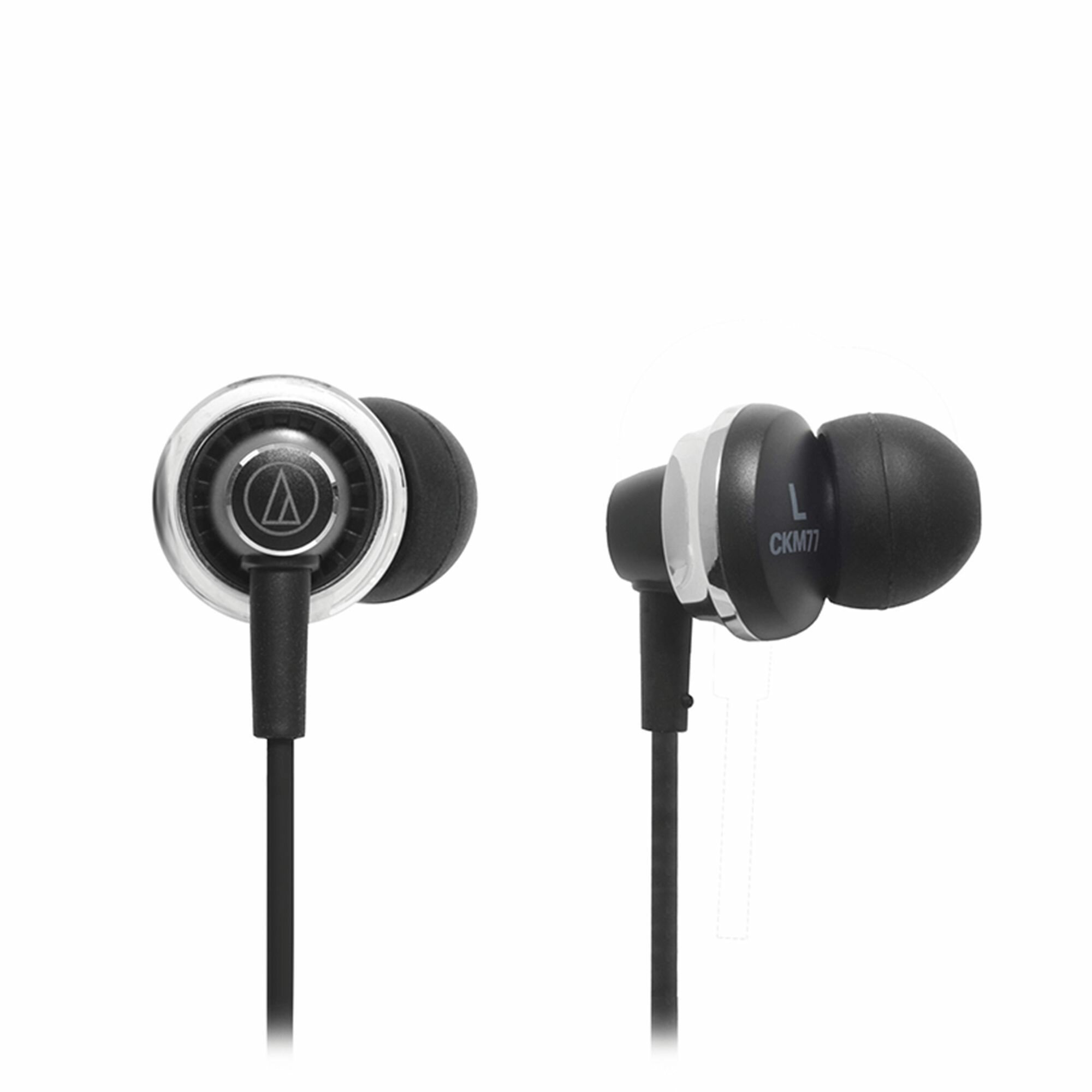 Проводные наушники Audio-Technica ATH-CKM77, внутриканальные вакуумные наушники, mini jack 3.5 мм, черные