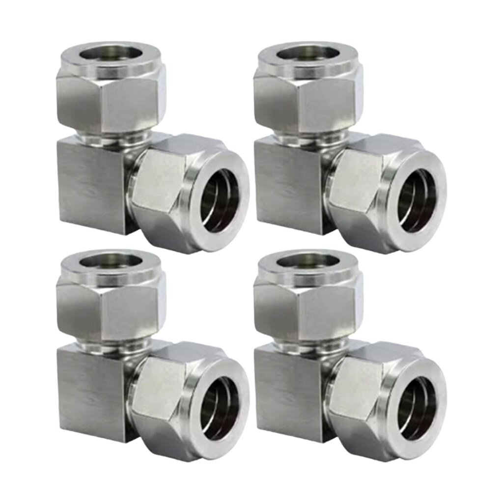 Упаковка из 4-х колен компрессионной карты из нержавеющей стали 304 с двойной гайкой 1/4-1/4"