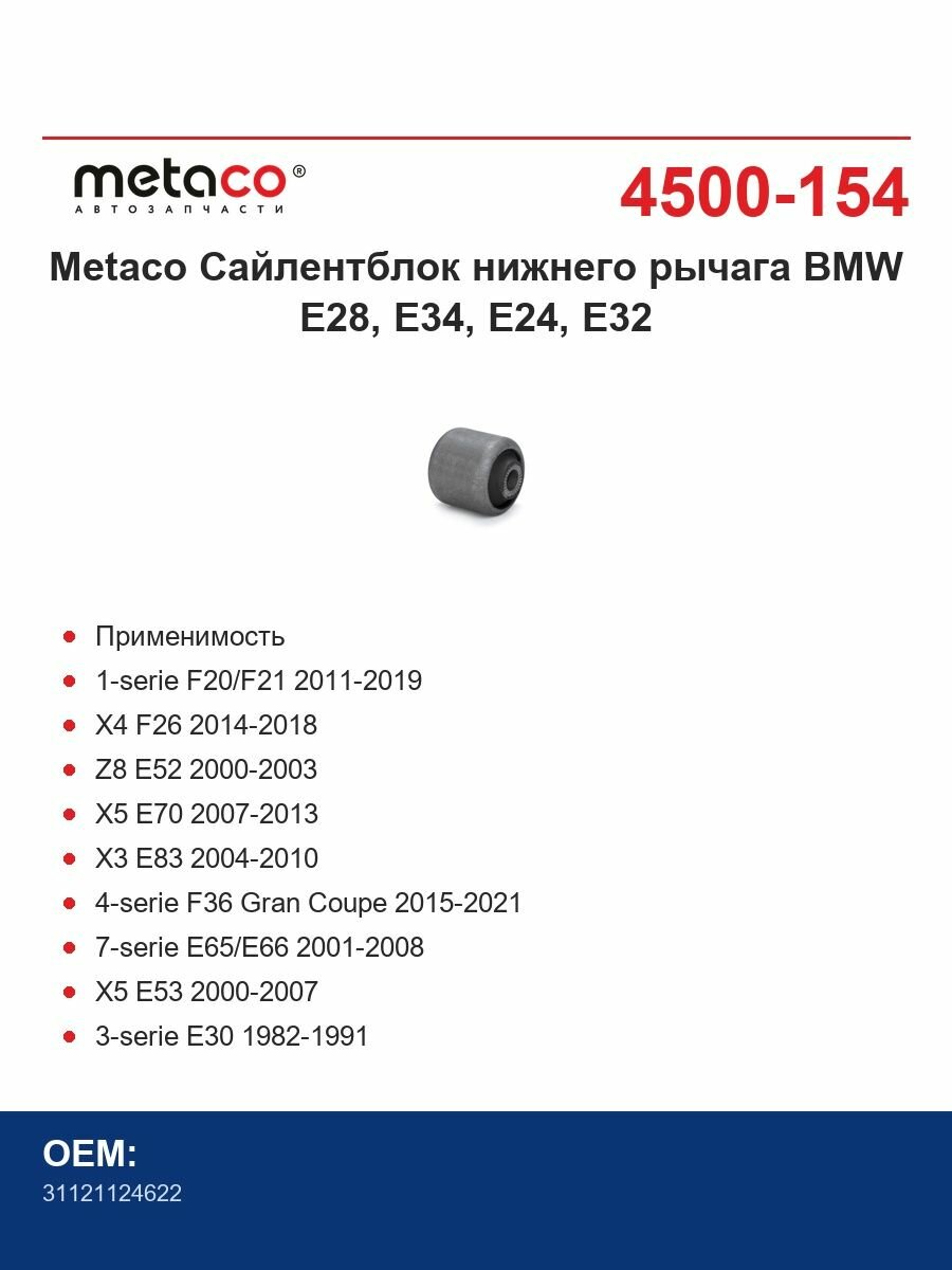 Metaco Сайлентблок нижнего рычага BMW E28, E34, E24, E32