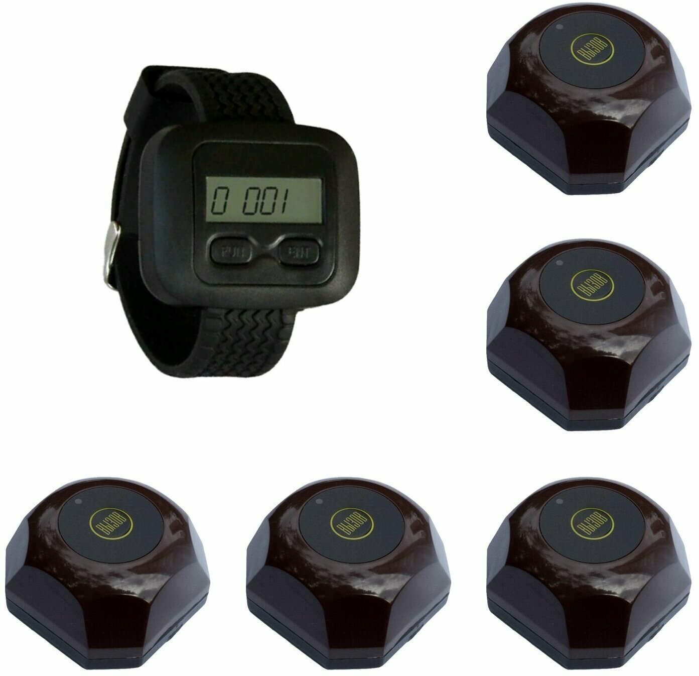 Комплект системы вызова персонала: часы-пейджер П-10 и 5 кнопок вызова К-22