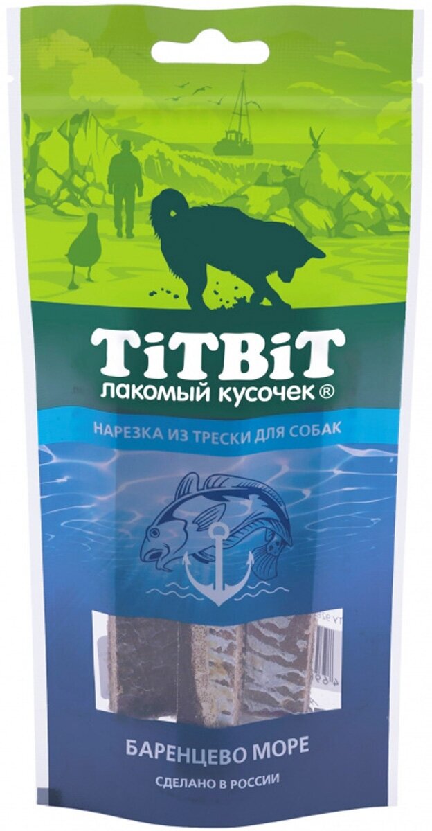 Лакомство TIT BIT для собак нарезка из трески (75 гр)