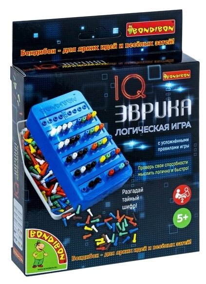 Логическая игра Bondibon IQ "Эврика" Разгадай тайный шифр, премиум-издание, синий (ВВ5137)