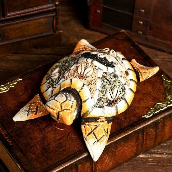 Сувенир «Пляжная черепаха», 20×14×6 см, дерево, микс