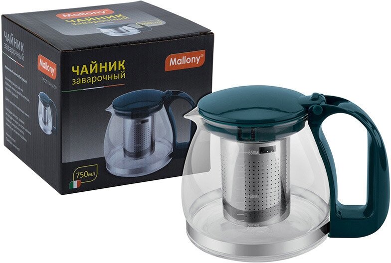 Чайник заварочный Mallony Decotto AS-750 0.75л стекло, фильтр-нержавейка (910111)