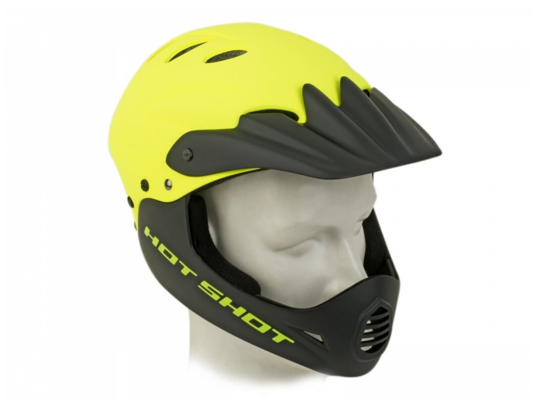 Шлем 8-9110389 Freeride/DH/BMX/Enduro FullFace ABS-HARD SHELL суперпрочный Hot Shot HST X9 191 Yell-Neon/Blk 17 отверстий, неоново-желтый 56-58см AUTHOR