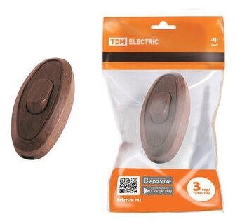 Выключатель на шнур 6А 250В ЭКО бук/венге TDM {SQ1806-0223} 1 шт