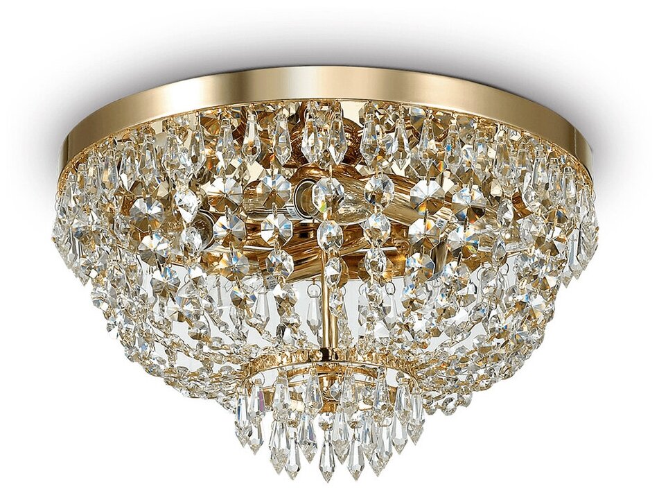 Люстра потолочная ideal lux Caesar PL5 макс.5х60Вт IP20 G9 230В Прозрачный/Золото Хрусталь/Металл 114675.