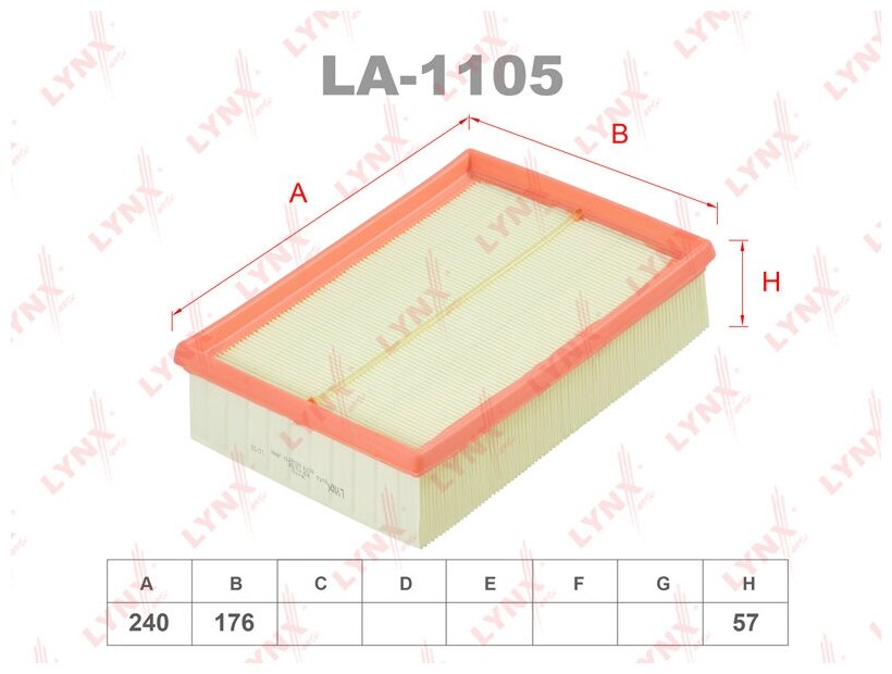 Фильтр воздушный LYNXauto LA-1105 для BMW 3(E36/E46) 1.6-3.2/5(E39) 2.0-3.0/7(E38) 2.8/X3(E83) 2.5-3.0