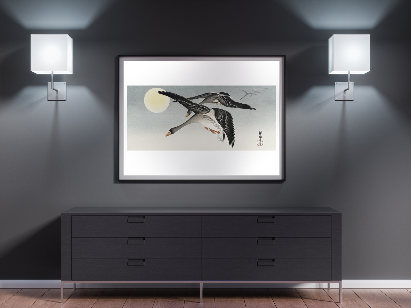 Постер / Плакат / Картина Гуси 50x70 см в раме