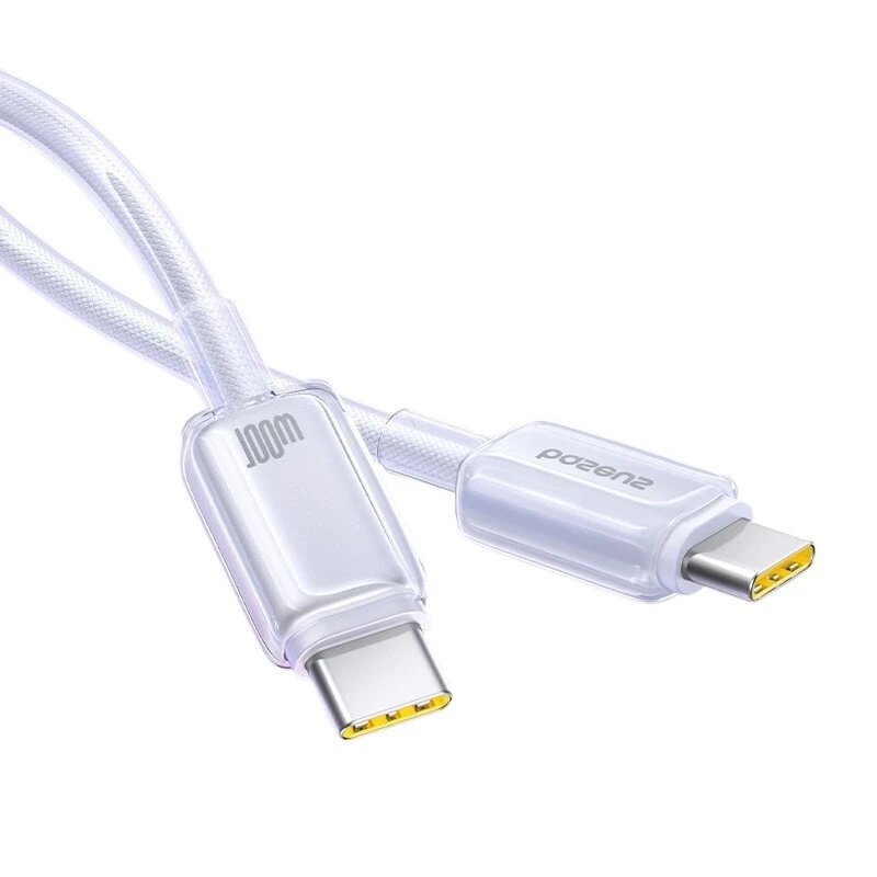 Кабель Baseus Crystal USB-A или Type-C на USB-C 100 Вт Белый, 1m, TypeC For White