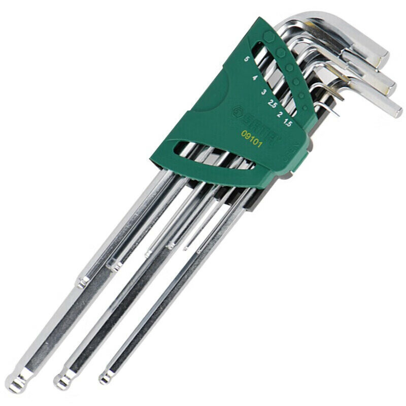 SATA 9-частный набор длинных шестигранных ключей с шаровой головкой 09101 Стиль：9-частный набор с особой длиной шаровой