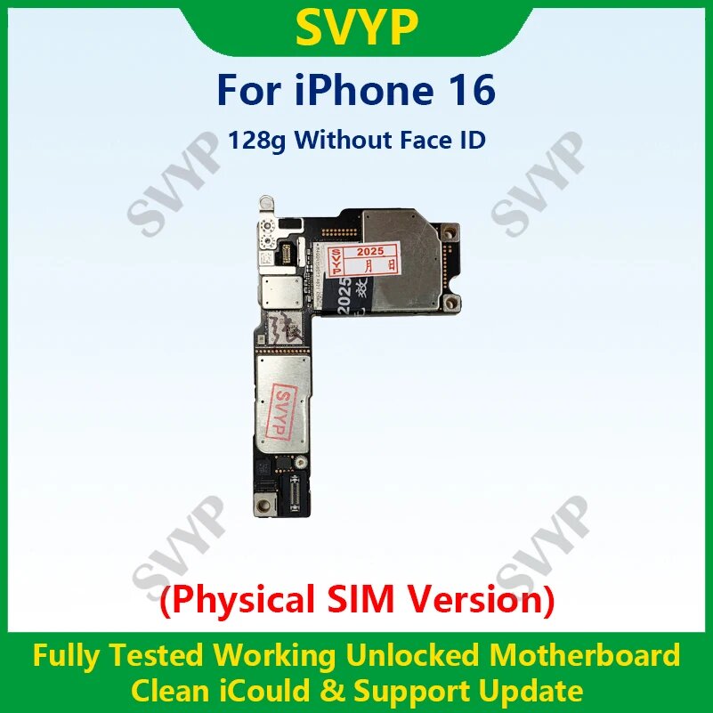Полностью протестирована, 100% рабочая материнская плата для iPhone 16ProMax, 16 128g No Face