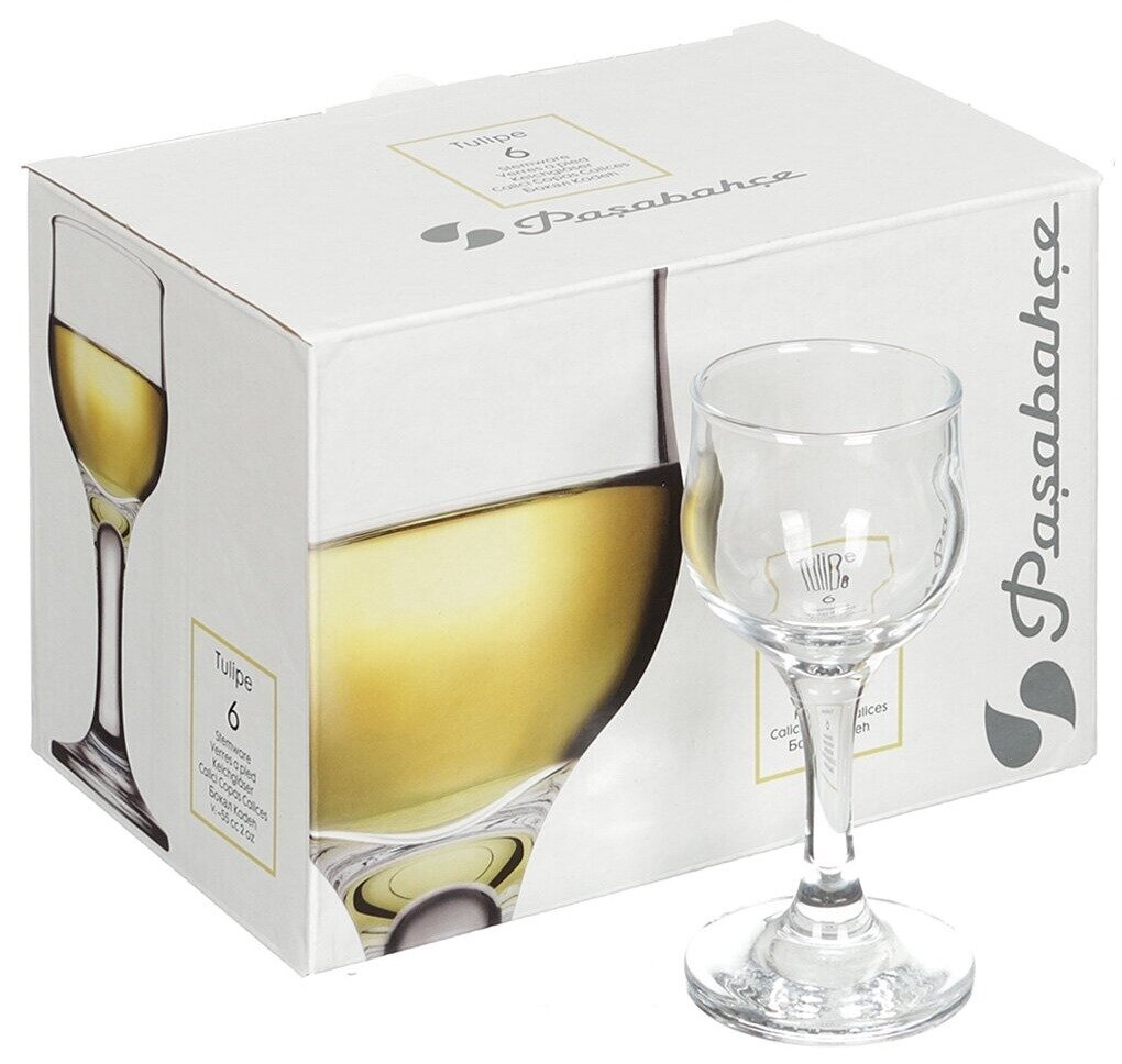 Набор рюмок Pasabahce / Пашабахче Tulipe стекло прозрачное 60мл 6 предметов / стопки / шоты / для водки алкоголя / посуда для бара