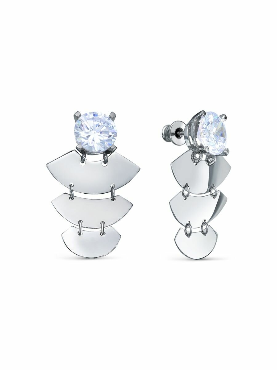 Серьги, серебро, 925 проба, родирование, фианит