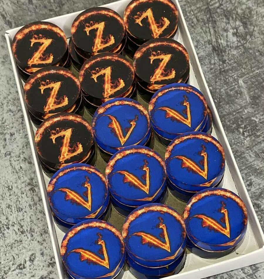 Фишки для нард и шашек "ZV", 30 шт, 27 мм, орг. стекло