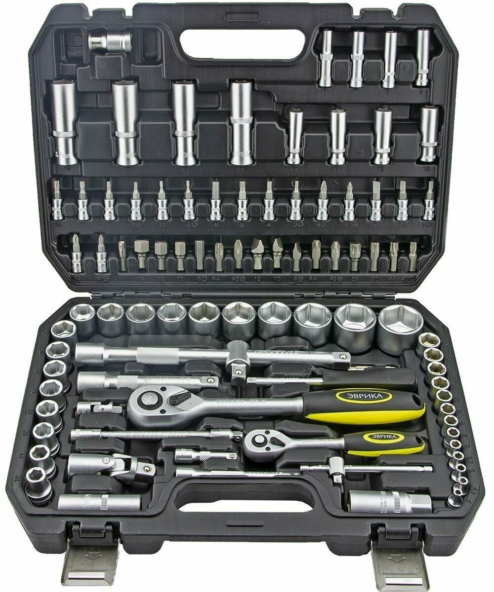 ER-80094 Набор торцевых головок ER-80094 1/4"&1/2"DR 6-гранный 94 предмета эврика
