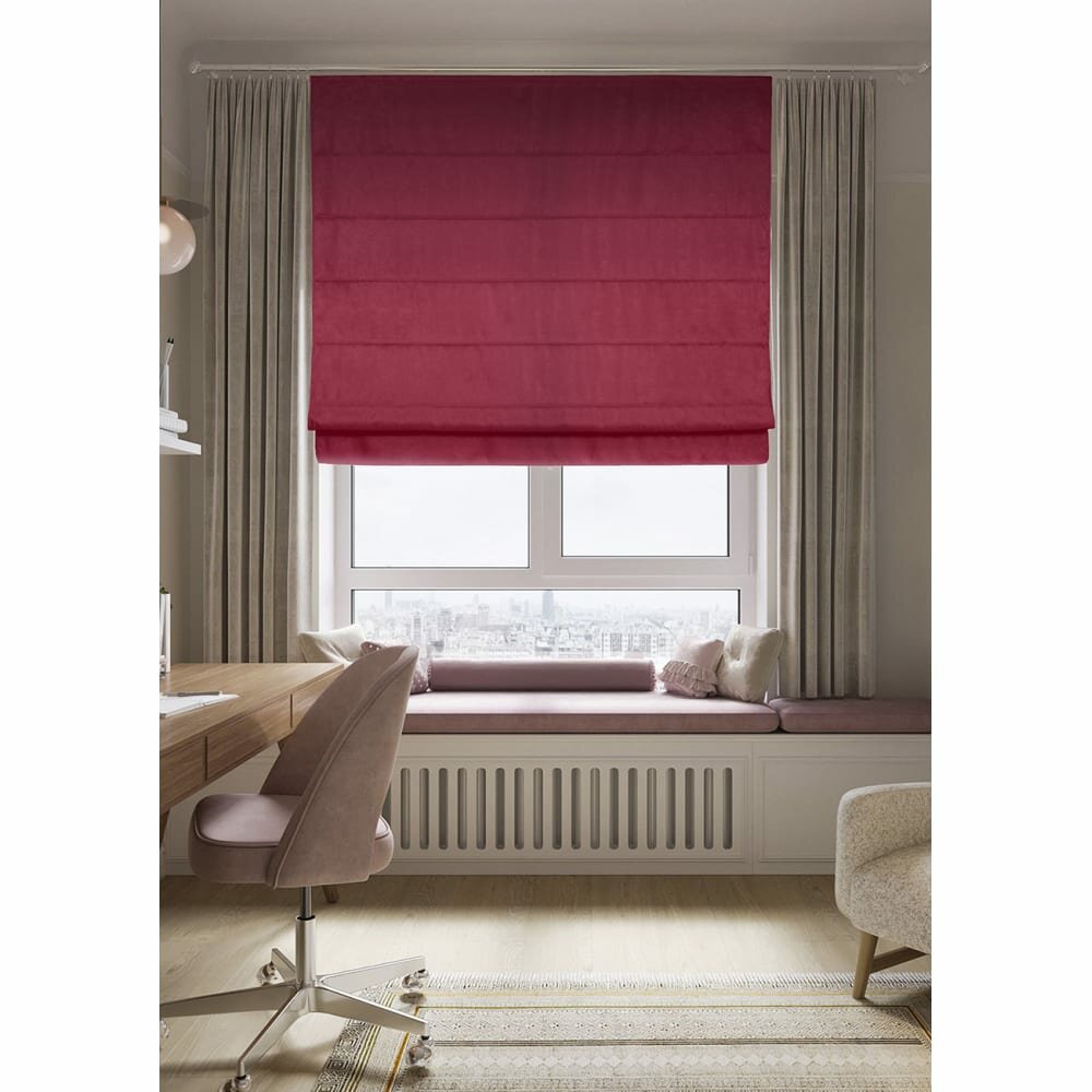 Римская штора Эскар Plain Lux, ягодный, цепочный механизм, 80x160 см 232080160