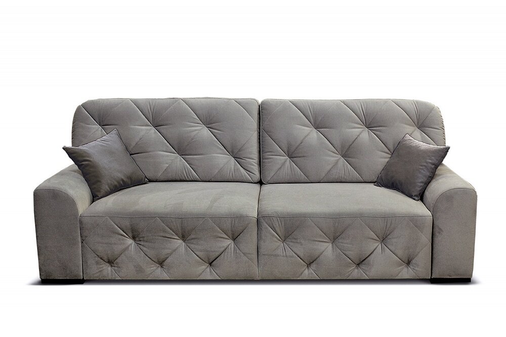 Прямой диван Марсель серый, еврокнижка, 253х111х97 см, с ящиком для белья