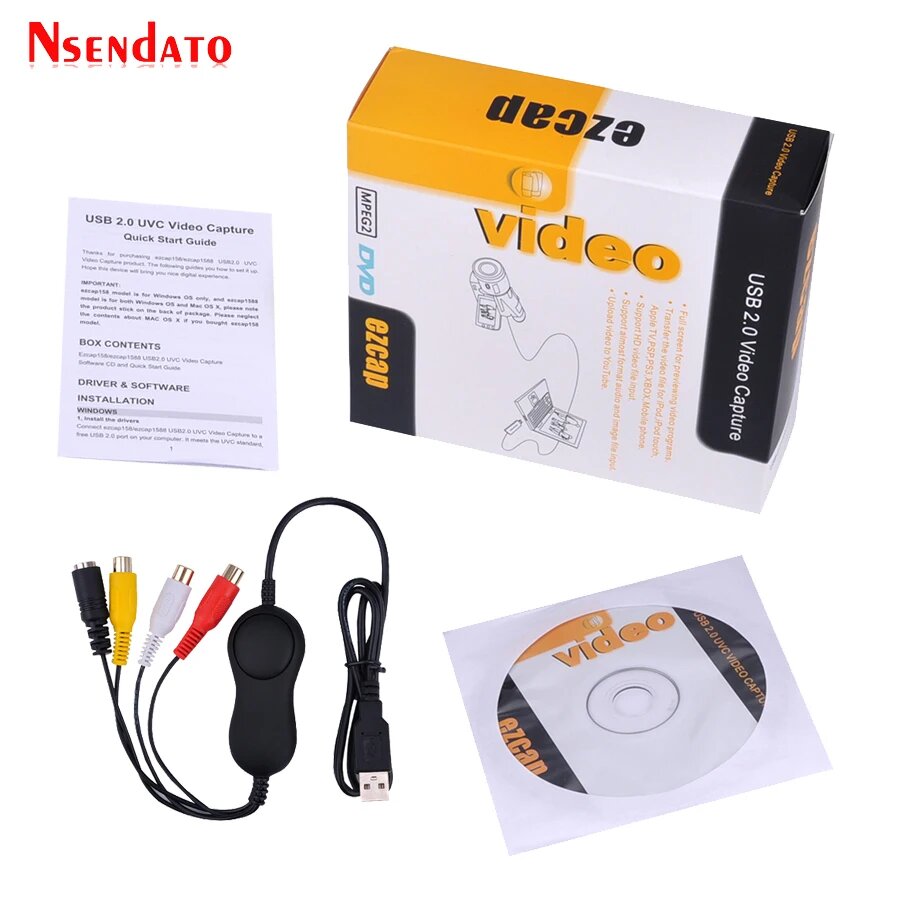 NSendato Ezcap 158 USB 2.0 видео-аудио карта захвата with box