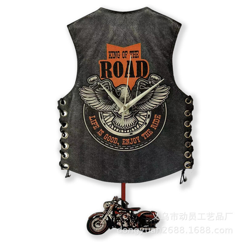 Настенные часы в виде мотоциклетного жилета, бесшумные часы, креативные часы, декоративные часы в виде мотоциклетного маятника.