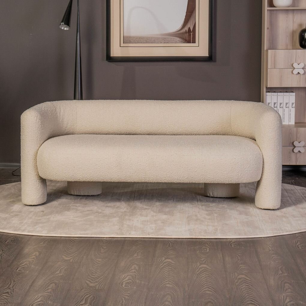 Диван ZAMPA, трехместный, без механизма, 1800х78х78, молочный