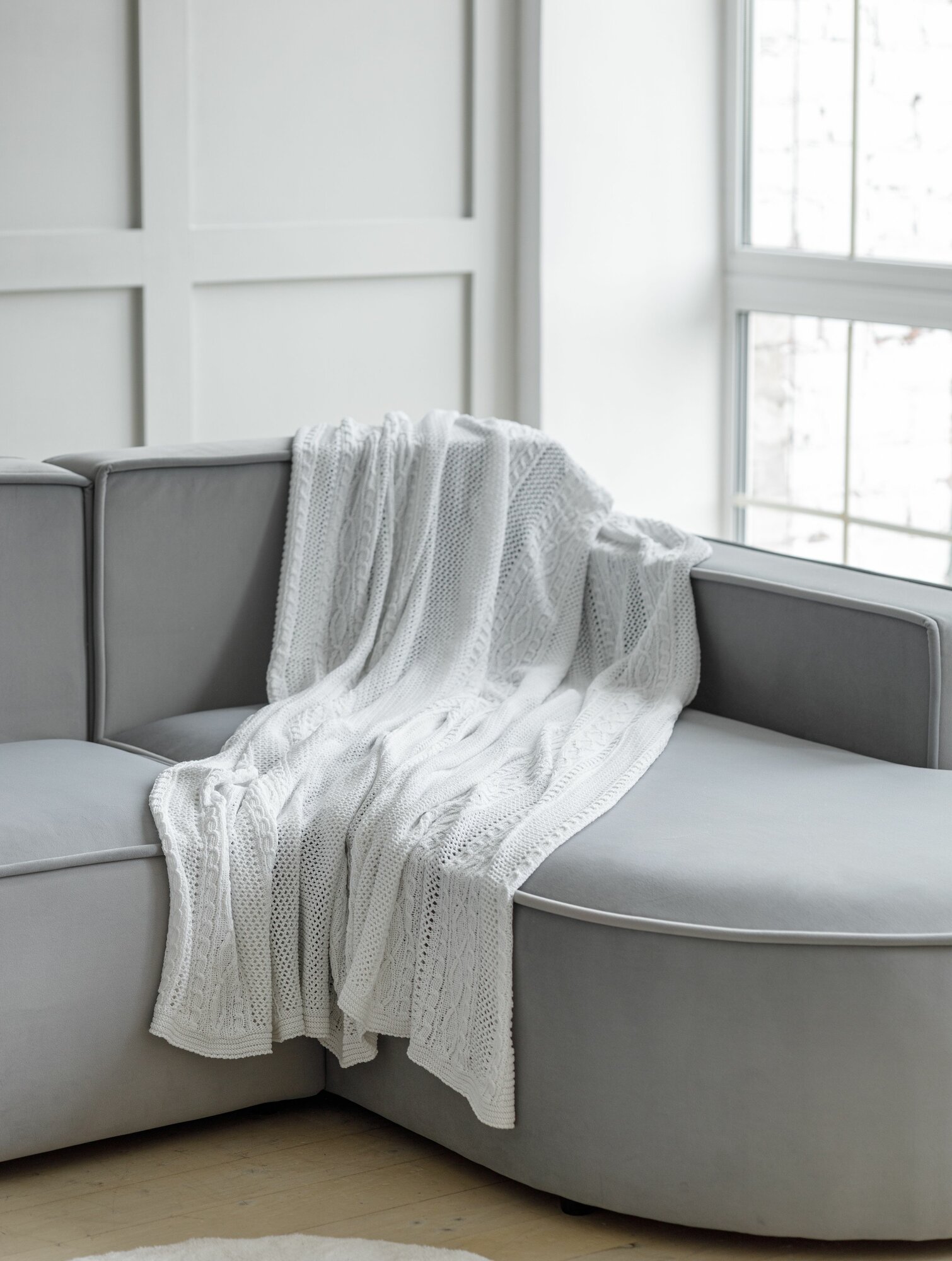 Вязаный плед для дома "Decade Home" 2-х спальный, хлопок, 200*220