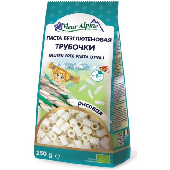 Паста безглютеновая Fleur Alpine (Флёр Альпин) рисовая "Трубочки" 250 г