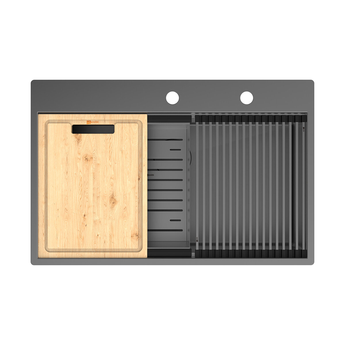 Кухонная мойка Lemark IORDANA 780 прямоугольная из нержавеющей стали с аксессуарами в комплекте, Графит