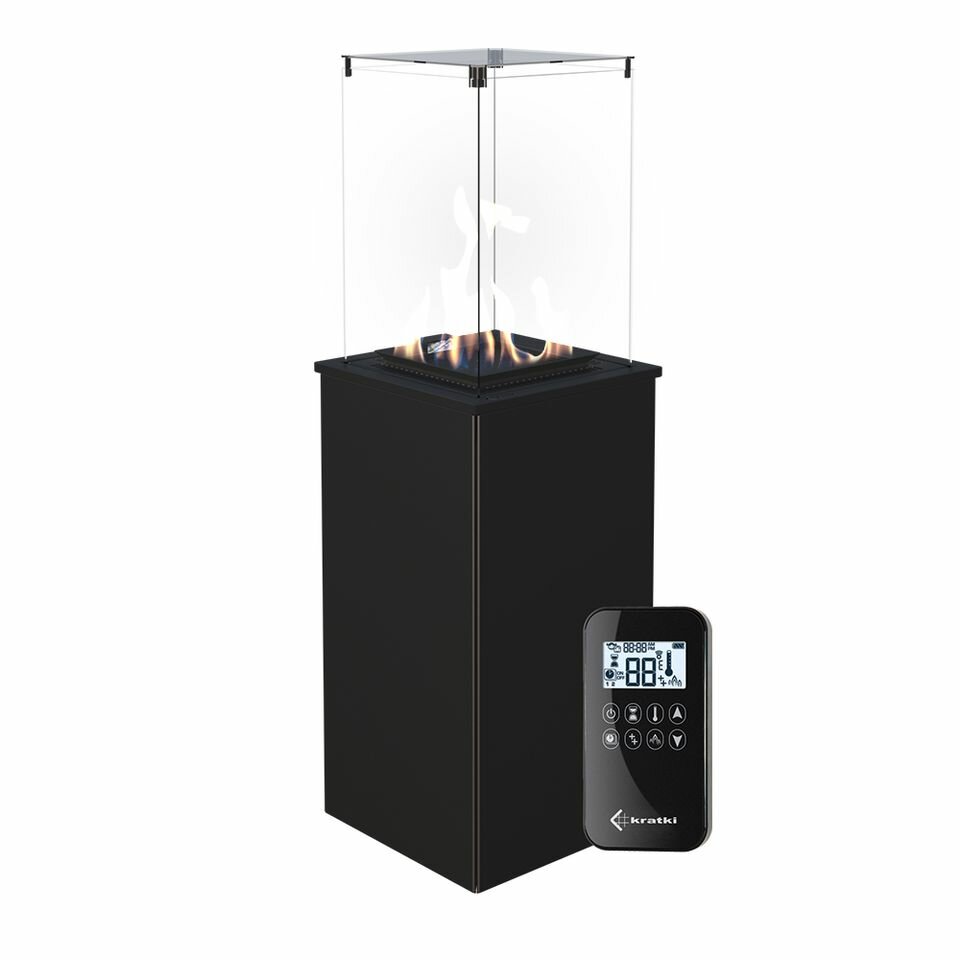 Газовая топка Kratki PATIO/G31/37MBAR/S - сталь, черный, 46,7x155,4x46,7 см.