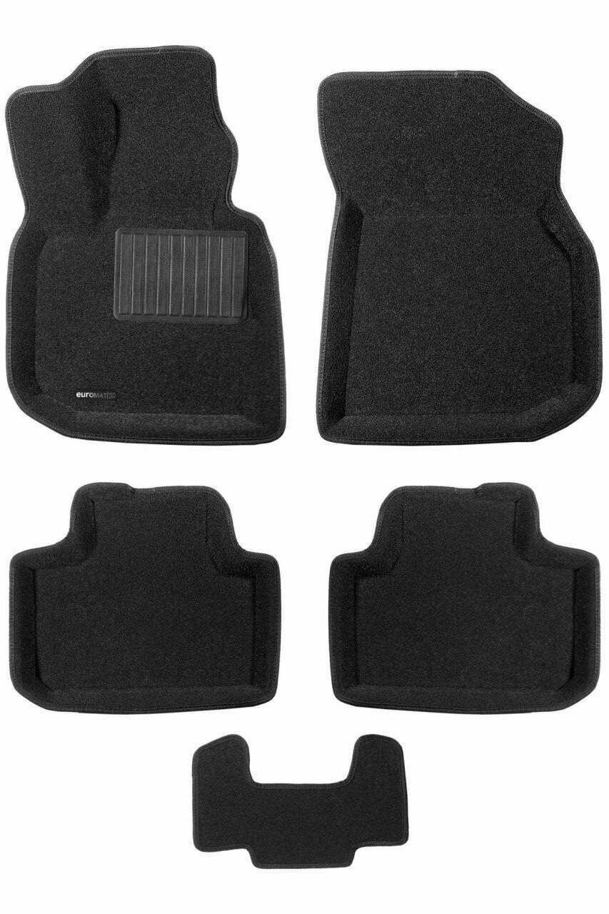 Коврики текстильные 3D Euromat для BMW X3 G01 (2017-2024) / X4 G02 (с 2018 г.) (Евромат 3Д для БМВ Х3 / Х4), с полиуретановым подпятником, черные