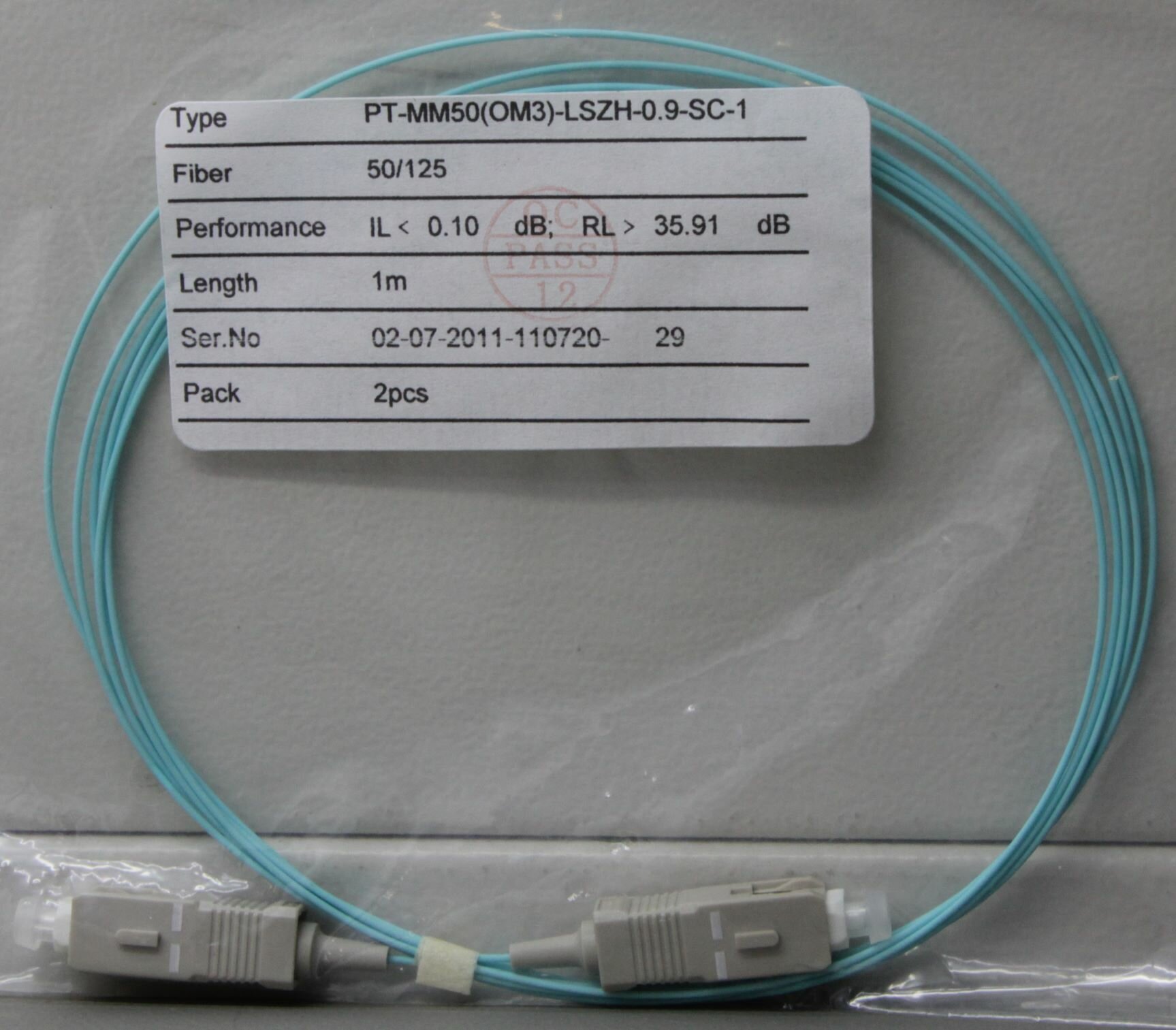 Шнур оптический (патч-корд) dpc LC-LC 50/125 OM3 LSZH simplex 1м 50/125