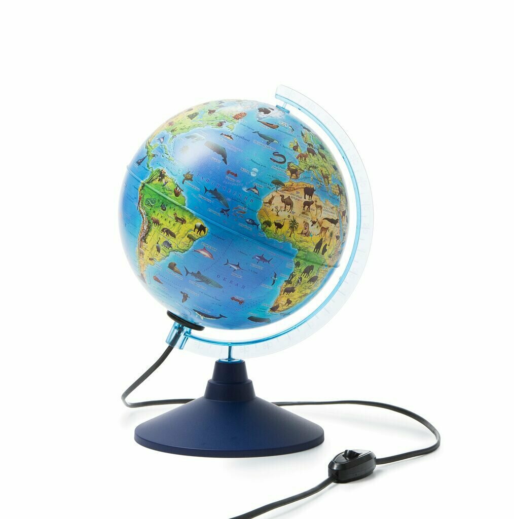 Глобус детский Globen D 210 Зоогеографический, подсветка от сети, классик, Евро