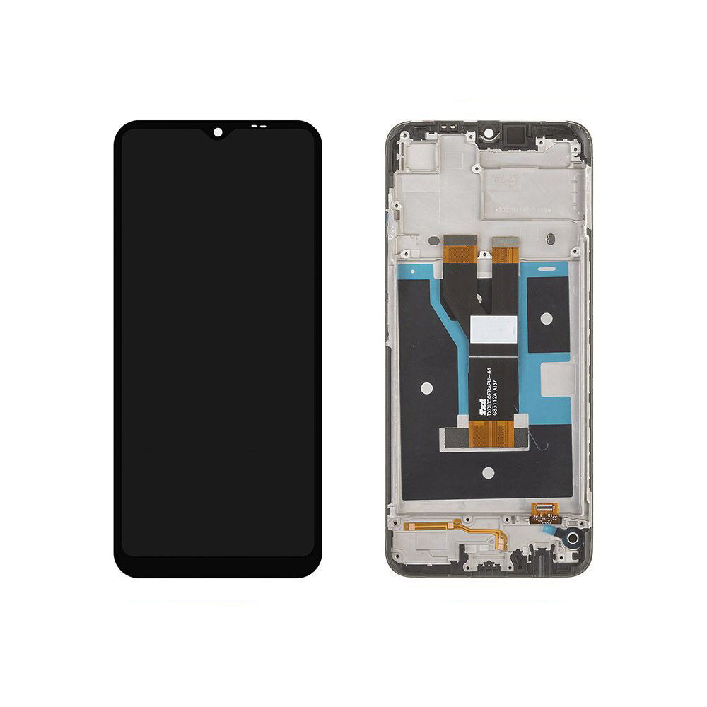 Дисплей (экран) в сборе с тачскрином для Realme C21, C11 2021, Narzo 50i черный с рамкой (Premium LCD) / 1560x720