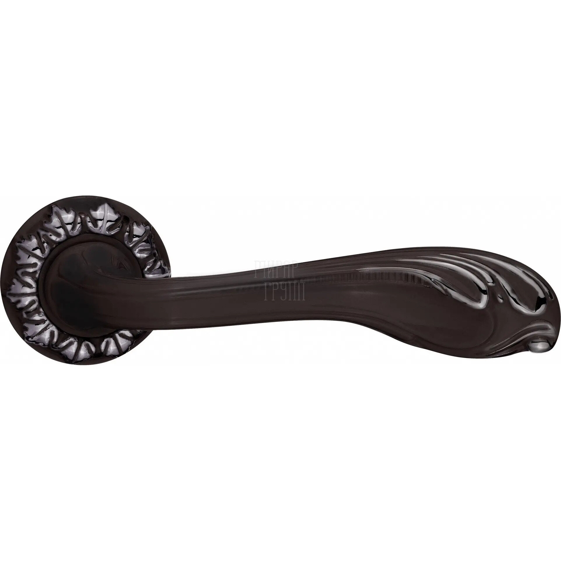 Дверные ручки Renz (Ренц) "Фабриано" INDH 64-10 на круглой розетке полированный хром + черный