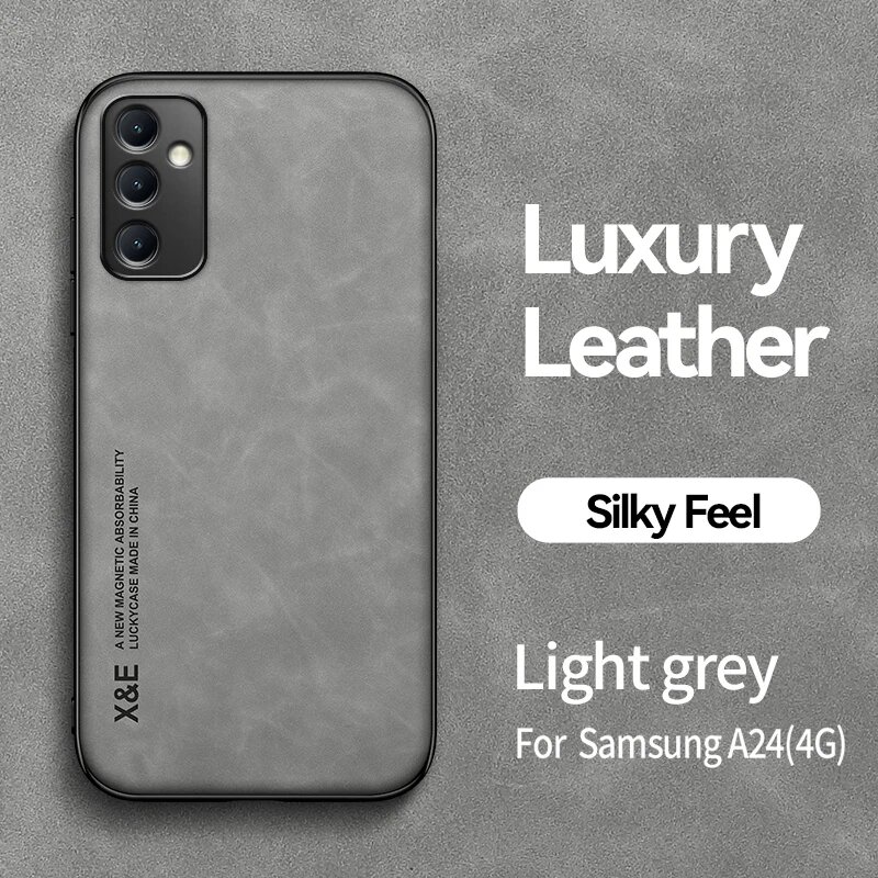Чехол для Samsung Galaxy A24 4G, роскошный кожаный магнитный автомобильный держатель, чехол для телефона Samsung A24 A 24, задняя Противоударная крышка