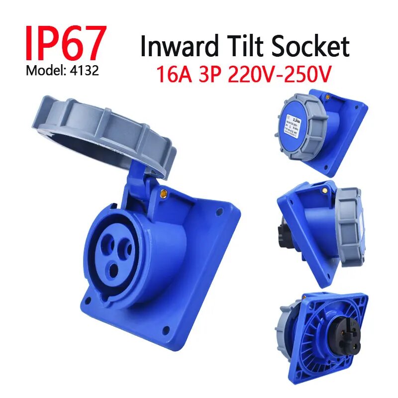 Взрывозащищённая промышленная вилка и розетка IP67 16/32/63/125А 220/380/415В 16A 3P