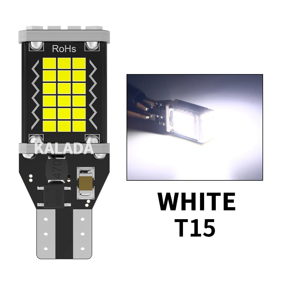 2 шт, Автомобильные светодиодные лампы T15 W16W WY16W White