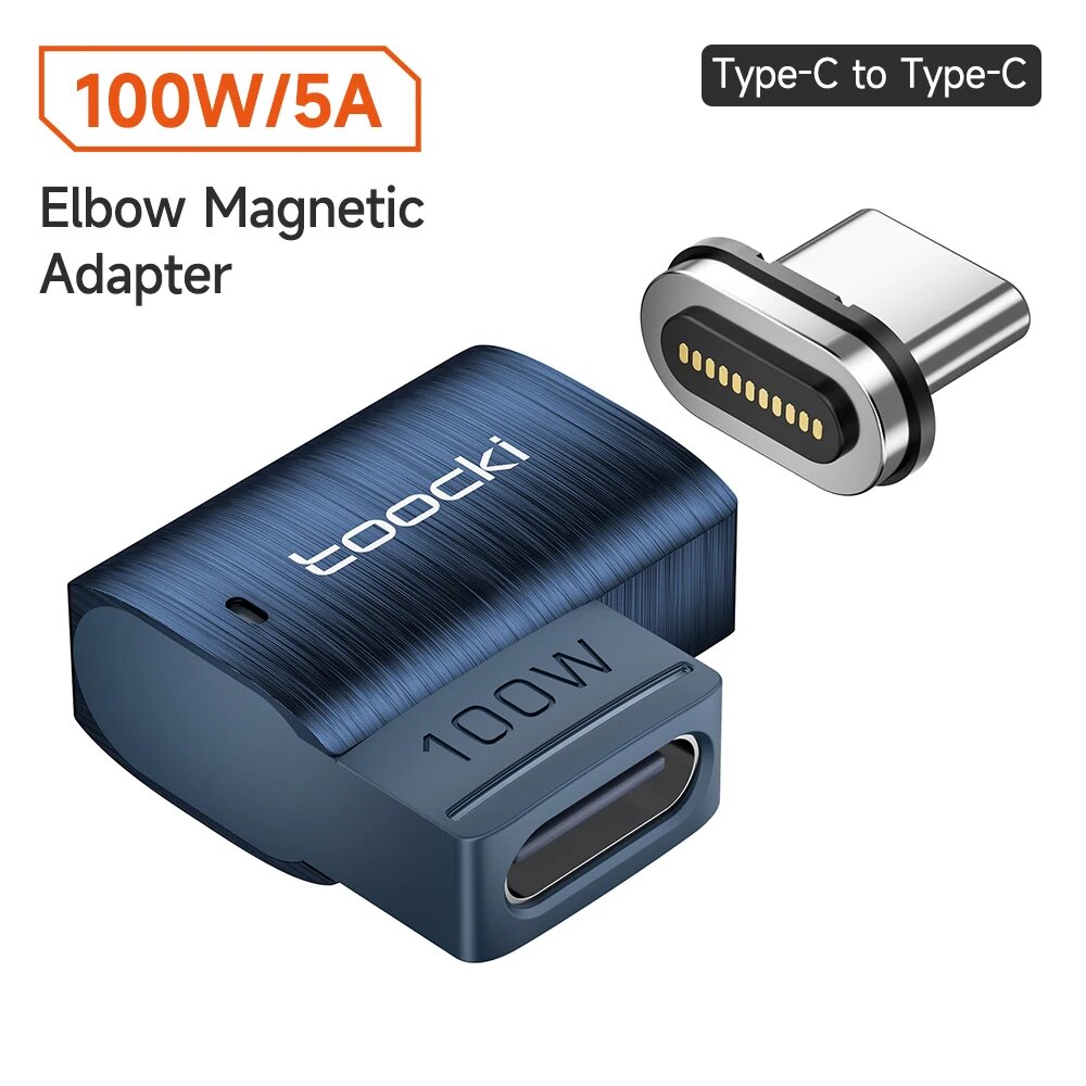Магнитный OTG-адаптер Toocki USB Type C к Type C 100 Вт, магнитный преобразователь Elbow Magnetic
