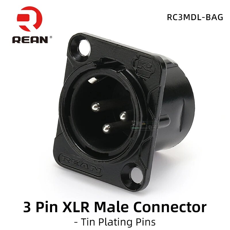 REAN XLR Разъем Папа, 3 Pin, Tin Plating, RC3MDL-BAG