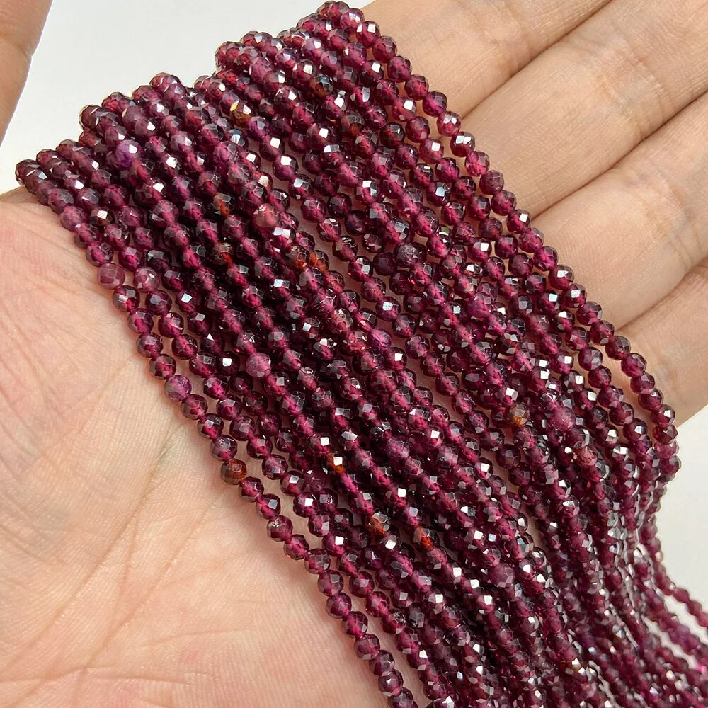 Натуральные гранатовые турмалиновые бусины 2 3 4 мм Фиолетовый, 3mm about 120pcs, Garnet
