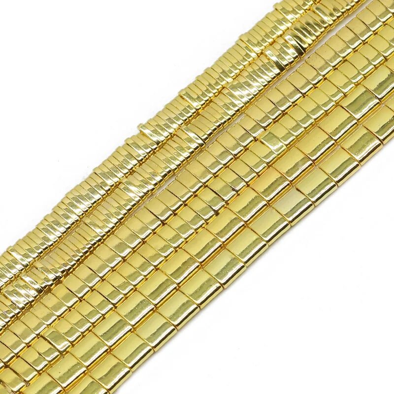 Бусины прямоугольные 5x2 мм, 18K Gold Color, 128шт