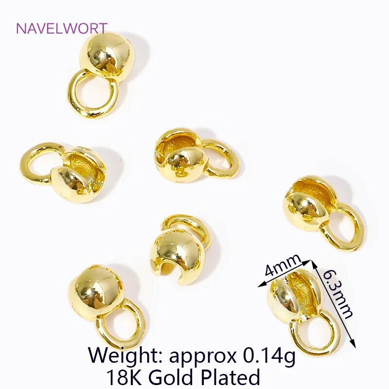 Кримпы для бижутерии NAVELWORT 18K Gold Plated, 4 мм, 20 шт