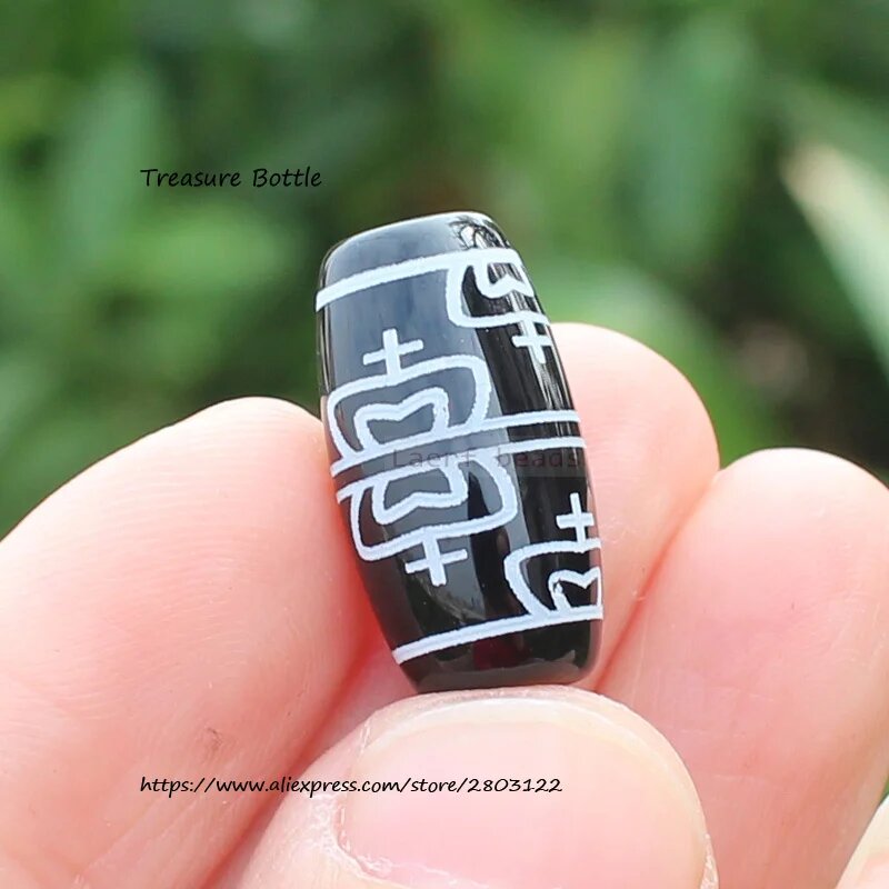 Бусина Тибетский агат Дзи 10x20 мм, Treasure Bottle